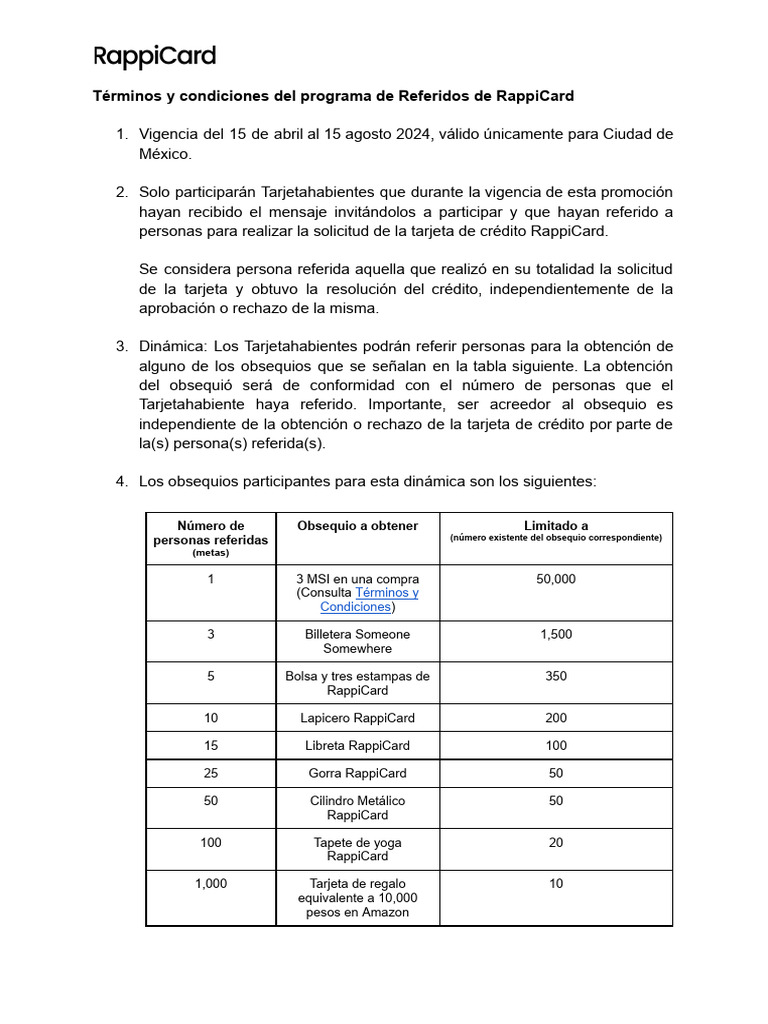 TyC 2024 Programa de Referidos de RappiCard 1 | PDF