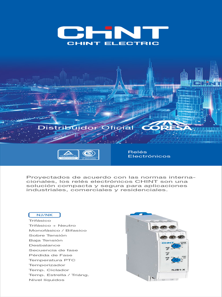 Relés Electrónicos CHINT para Industria | PDF | Energia electrica | Ingeniería de Edificación