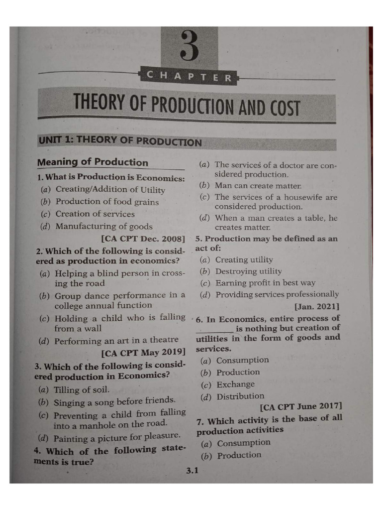Theory of Production & Cost | PDF