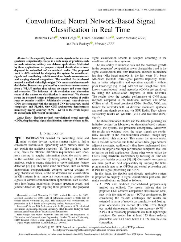 Real-Time CNN for Signal Classification | PDF | Computer Engineering ...