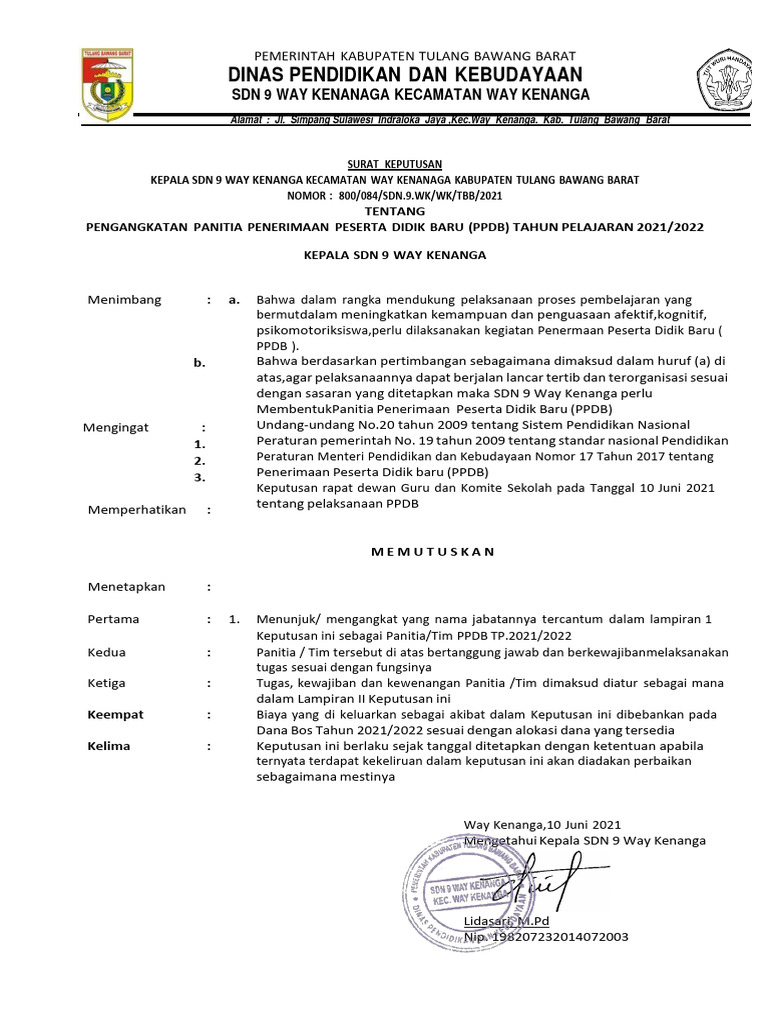 Sudarso SK PPDB 2021 | PDF