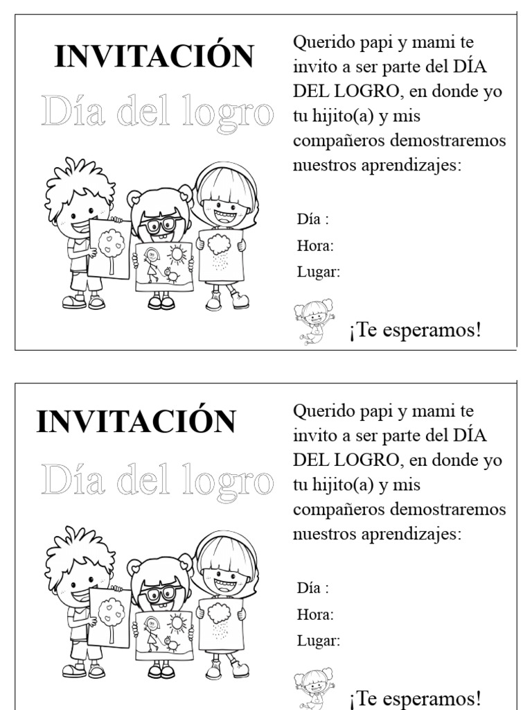 Invitación al Día del Logro Escolar | PDF | Cocina, comidas y vino