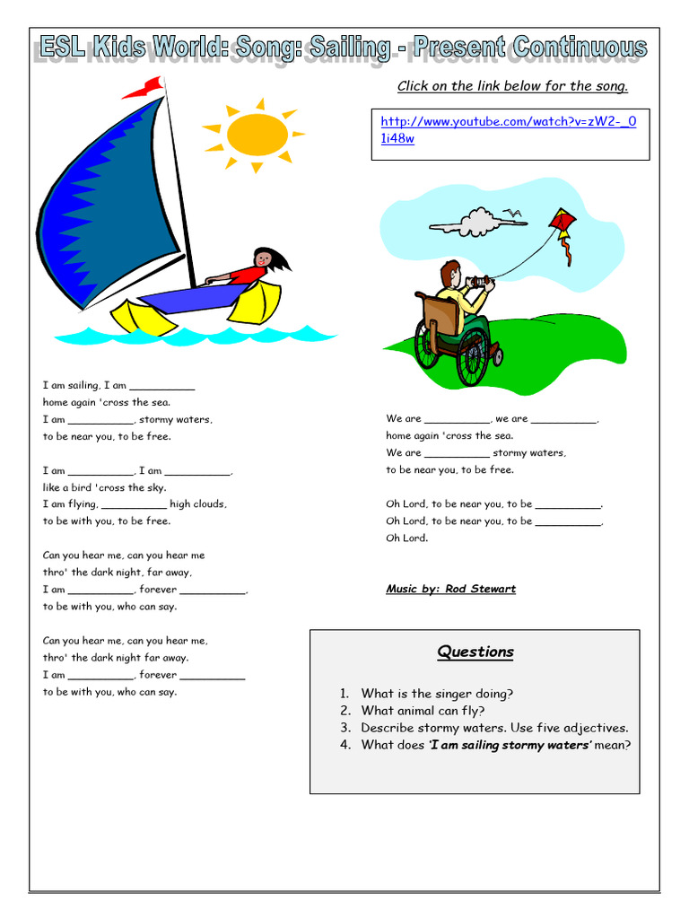 Song Worksheet Rod Stewart Sailing | PDF