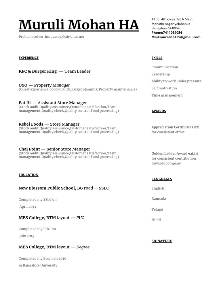 Murali Resume | PDF