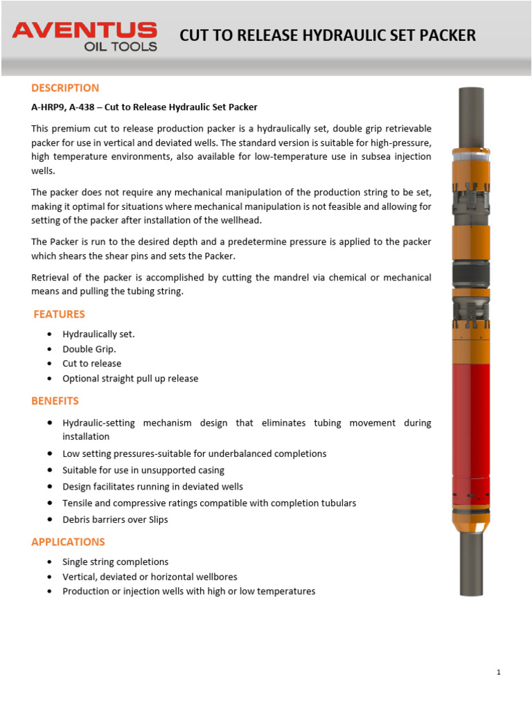 A-Hrp9 Cut To Release Hydraulic Set Packer | PDF | Mechanical Engineering
