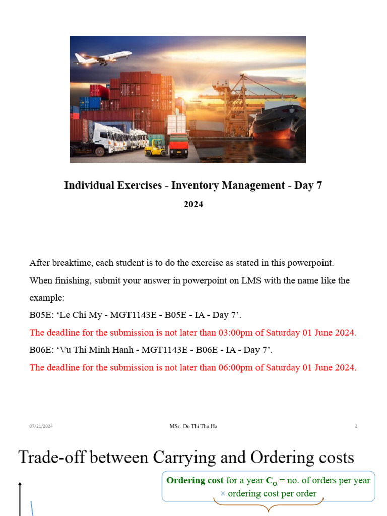 Individual Exercises Inventory Management Pdf Inventory Logistics