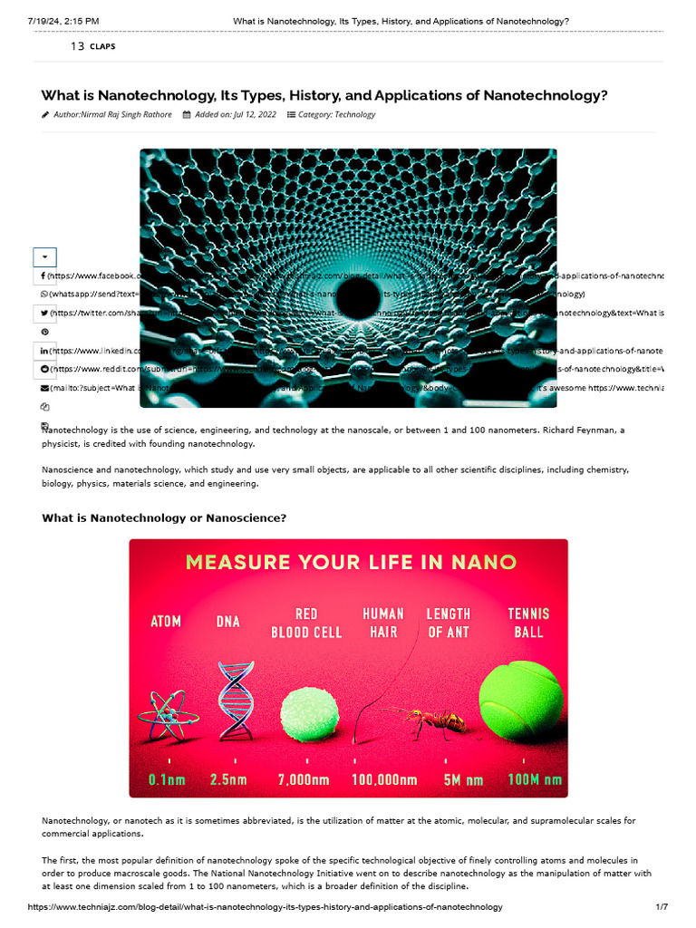 What Is Nanotechnology, Its Types, History, and Applications of Nanotechnology | PDF ...