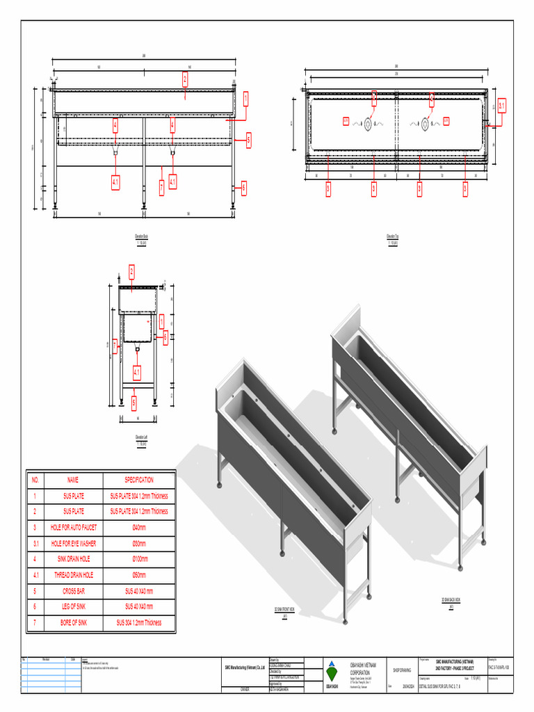 Fac 3-7-8 M-Pl-100-Detail Sus Sink For GFL Fac 3, 7, 8-2024.04.26 | PDF ...