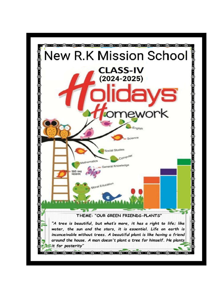 Holiday Homework for summer vacation of Class -4 | PDF