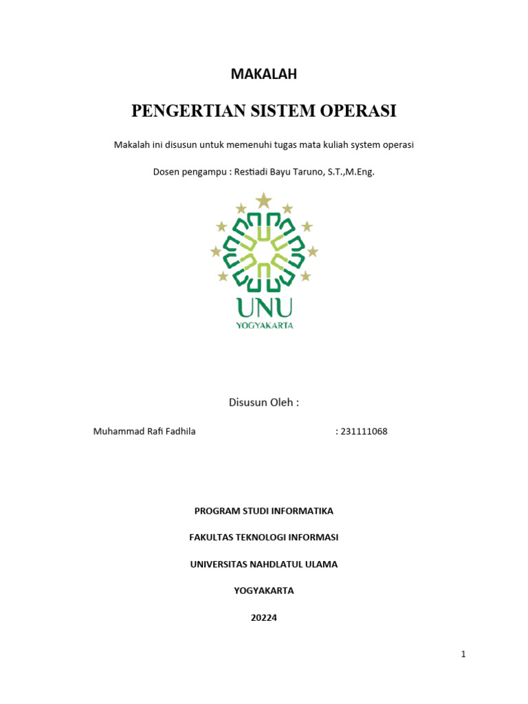 Makalah UAS Sistem Operasi | PDF
