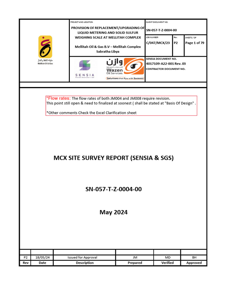 MCX Site Survey Report (Sensia & SGS) | PDF | Flow Measurement | Propane