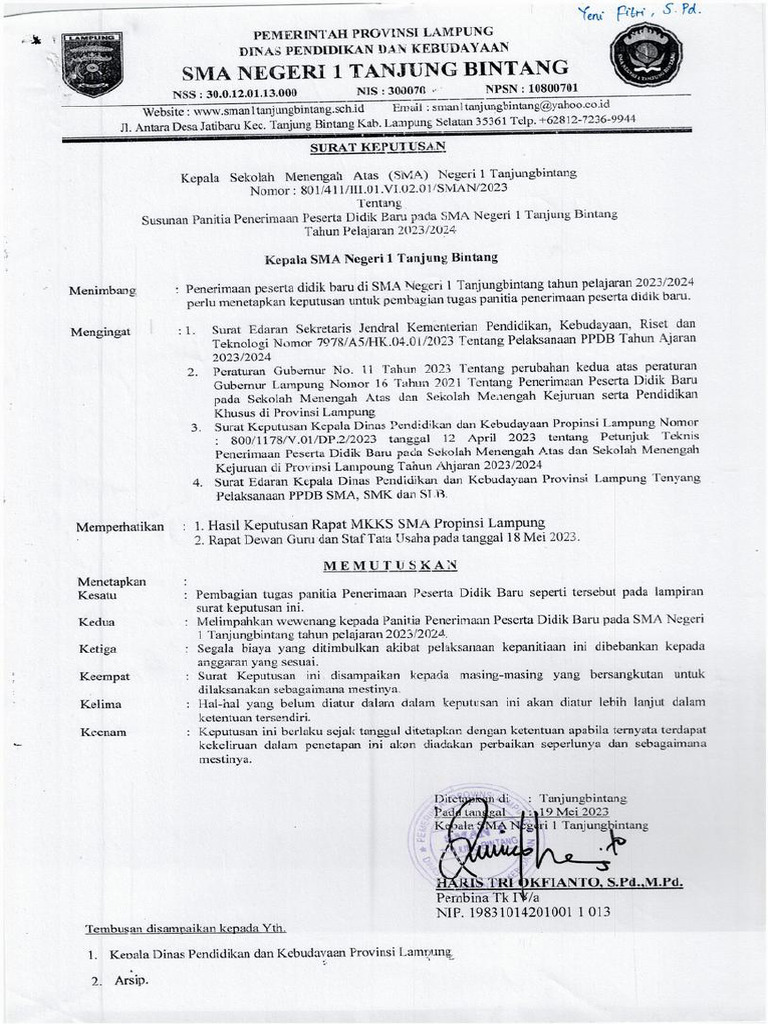 SK PPDB 2023-2024 Juni | PDF