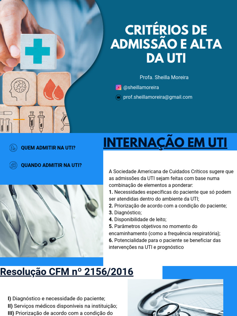 Critérios de Admissão e Alta na UTI | PDF | Unidade de Tratamento ...