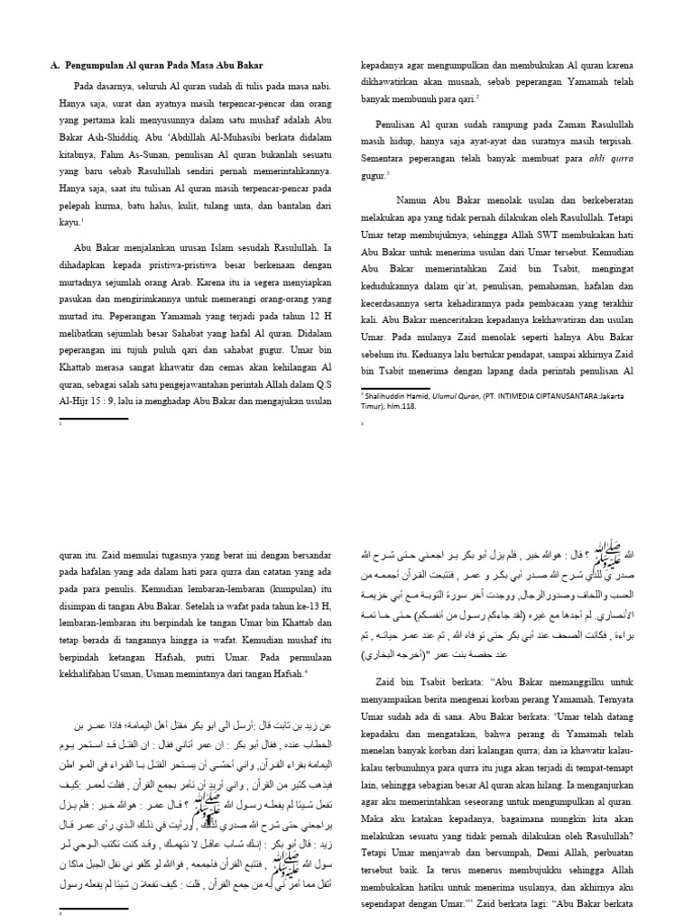 Pengumpulan Al Quran Pada Masa Abu Bakar | PDF