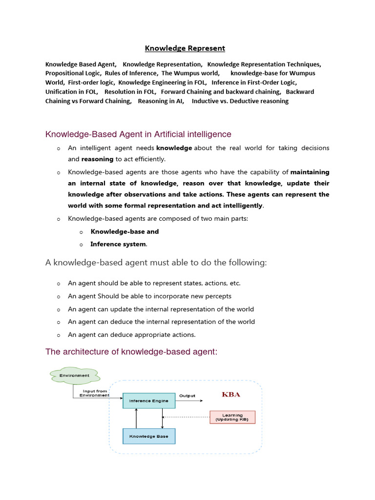 Knowledge Represent1 | PDF | Knowledge Representation And Reasoning | Logic