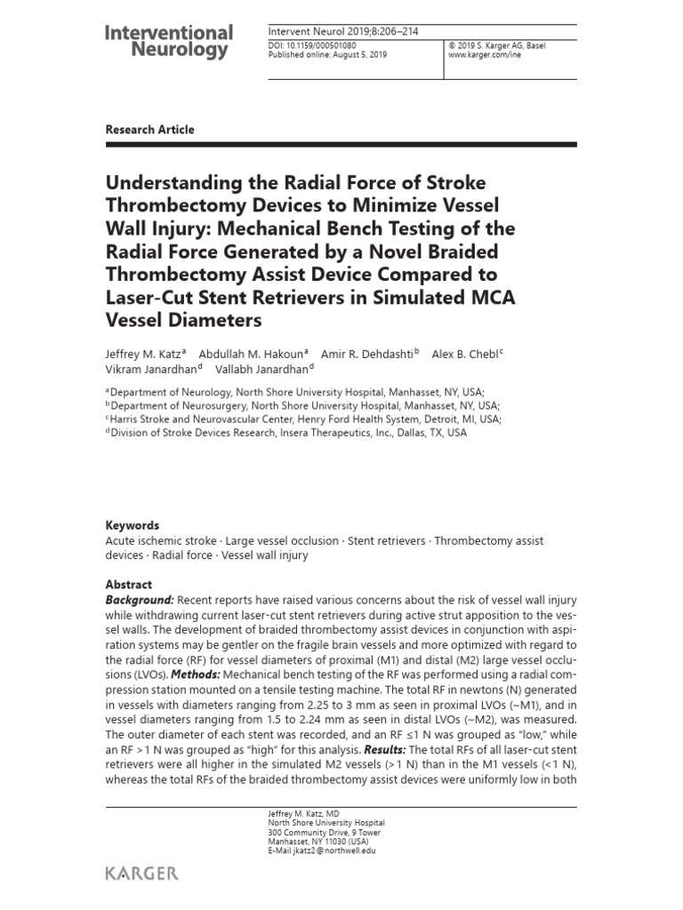 Understanding The Radial Force of Stroke-2019 | PDF | Stent | Stroke