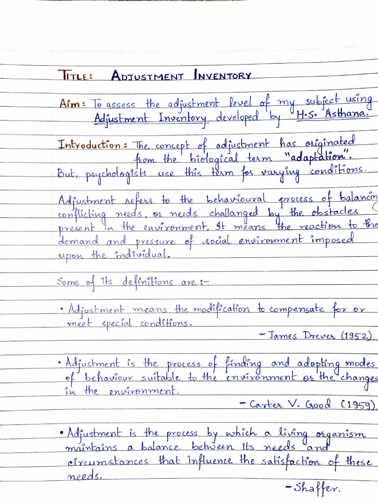 Adjustment Inventory | Download Free PDF | Psychological Concepts | Social Psychology