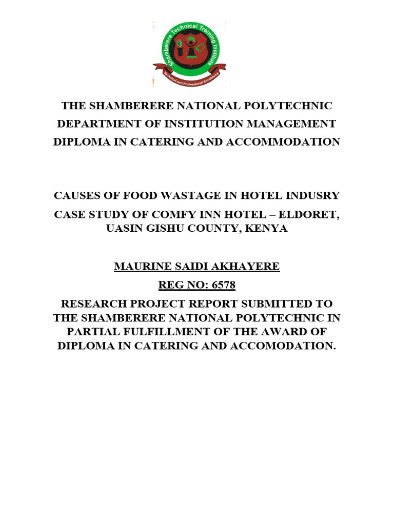 maurine project on causes of food wastage | PDF | Menu | Sample Size ...