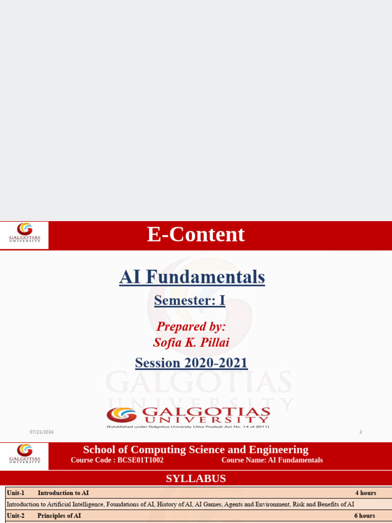 AI Fundamentals Course Syllabus | PDF | Artificial Intelligence ...