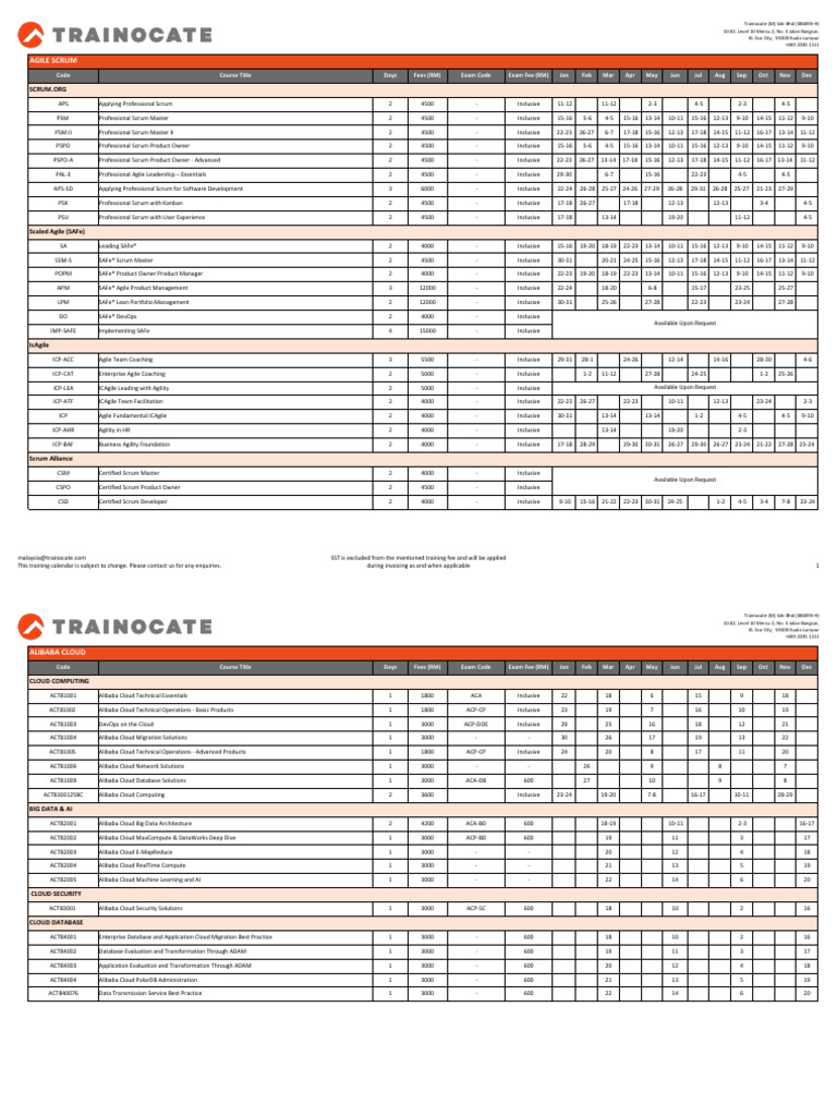 2024 Trainocate Malaysia Training Calendar. | PDF | Amazon Web Services ...