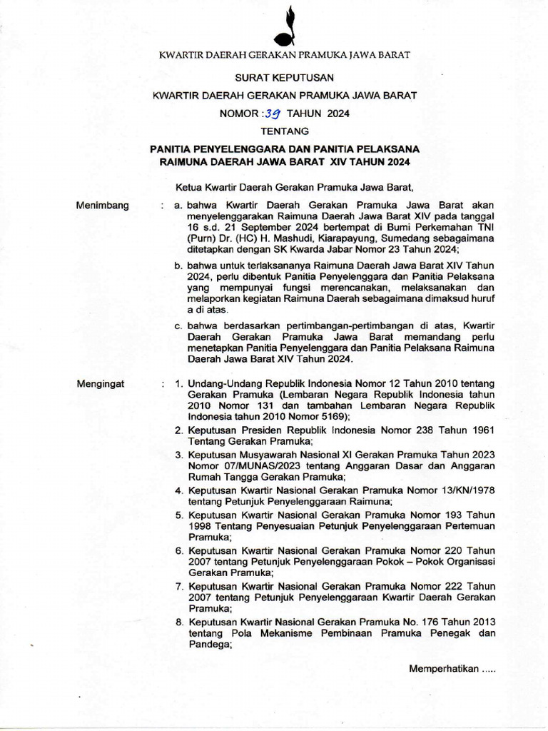 SK Panra Dan Panlak Raida Jawa Barat Xiv 2024 | PDF