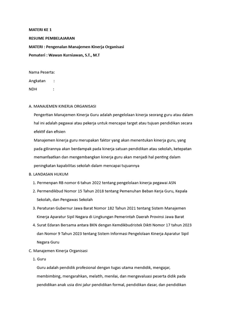 Resume Kurnep H1 Pembelajaran K1,2,3 | PDF | Karier & Perkembangan ...