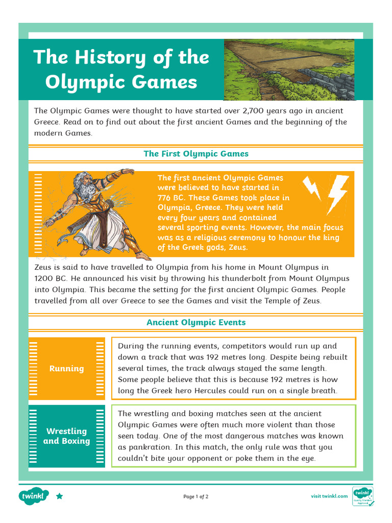 History of Olympic Games | PDF | Olympic Games