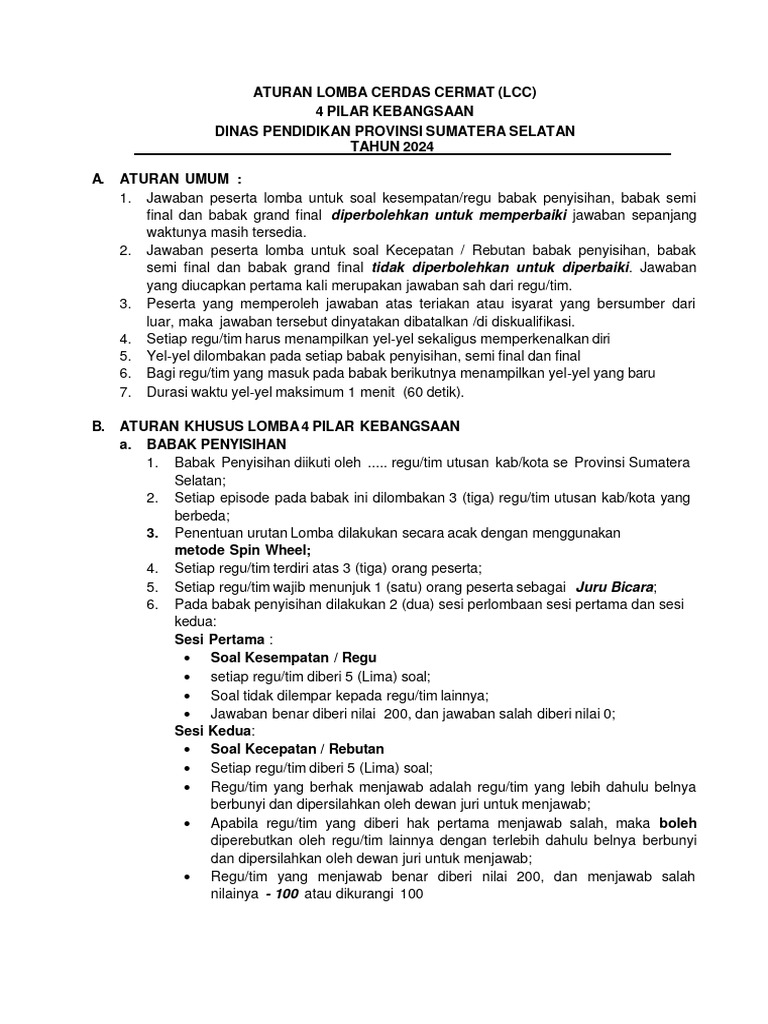 01. JUKNIS LCC 4 PILAR KEBANGSAAN 2024 OK | PDF