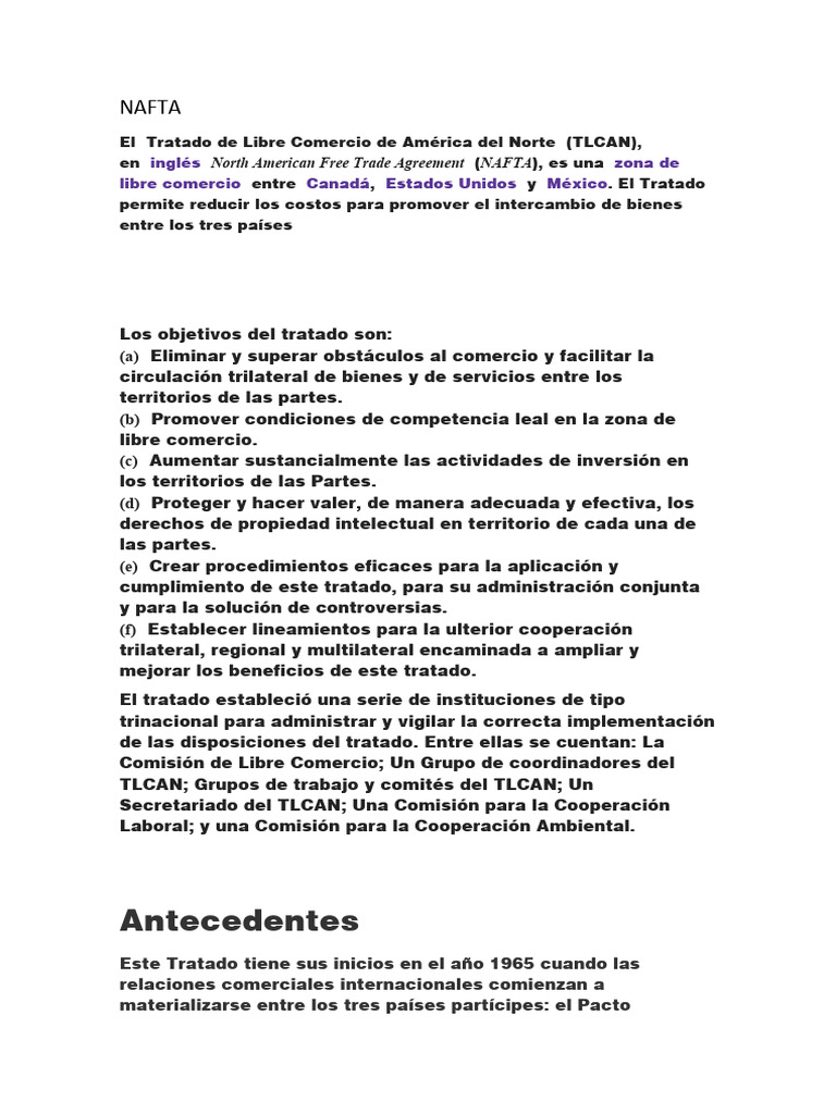 NAFTA | PDF | Tratado de Libre Comercio Norteamericano | Economias