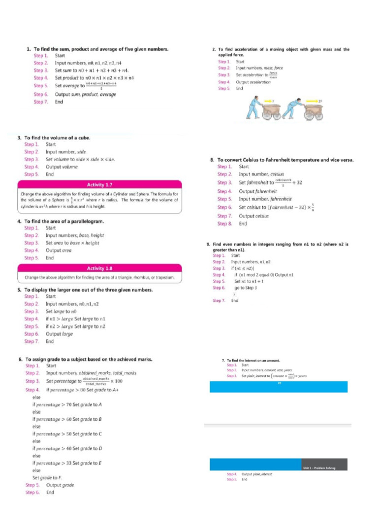 Flow Chart and Algorithm Class 8th | PDF