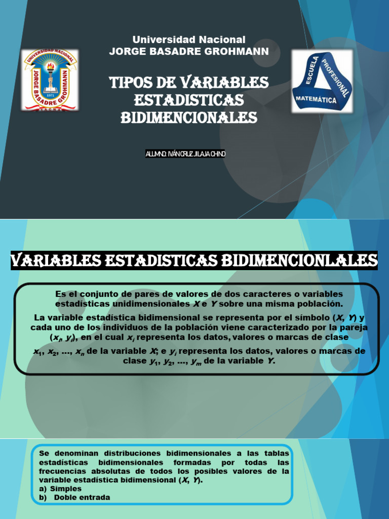 Tipos de Variables E. Bidimensionales Ivan | PDF | Análisis estadístico ...