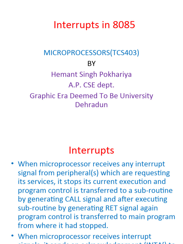 Interrupts of 8085 | PDF | Electrical Engineering | Information Science Interrupts of 8085 | PDF | Electrical Engineering | Information Science