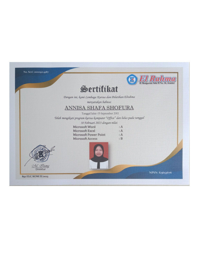 Komputer Sertifikat | PDF
