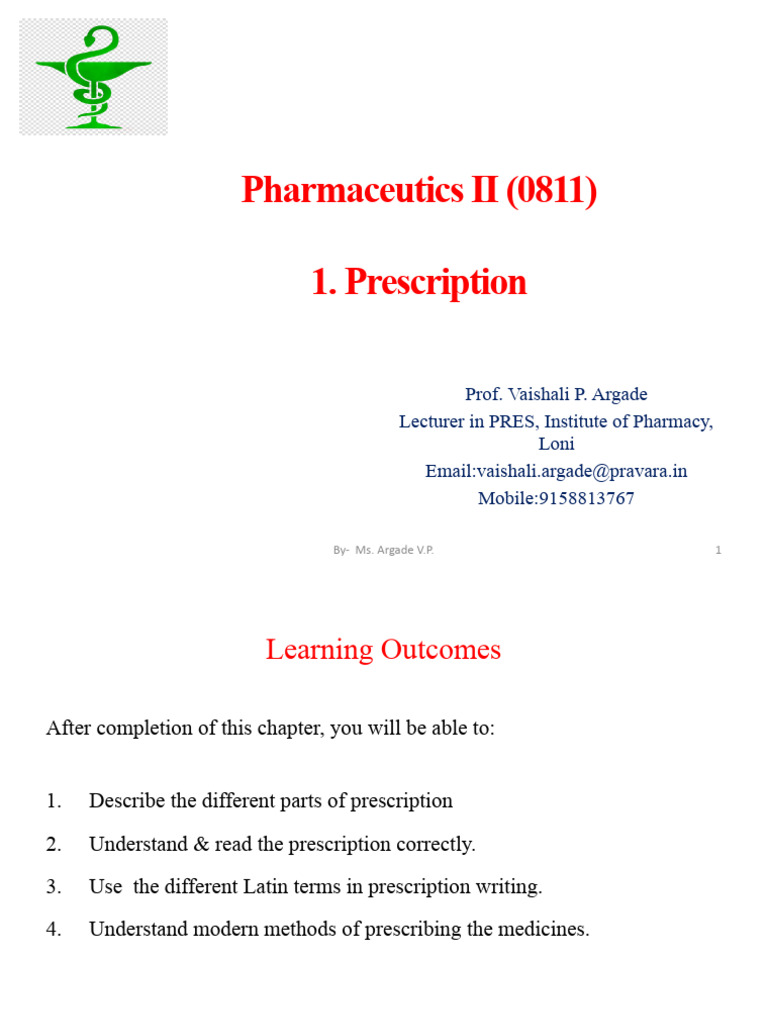 Prescription Theory | PDF | Medical Prescription | Pharmacology