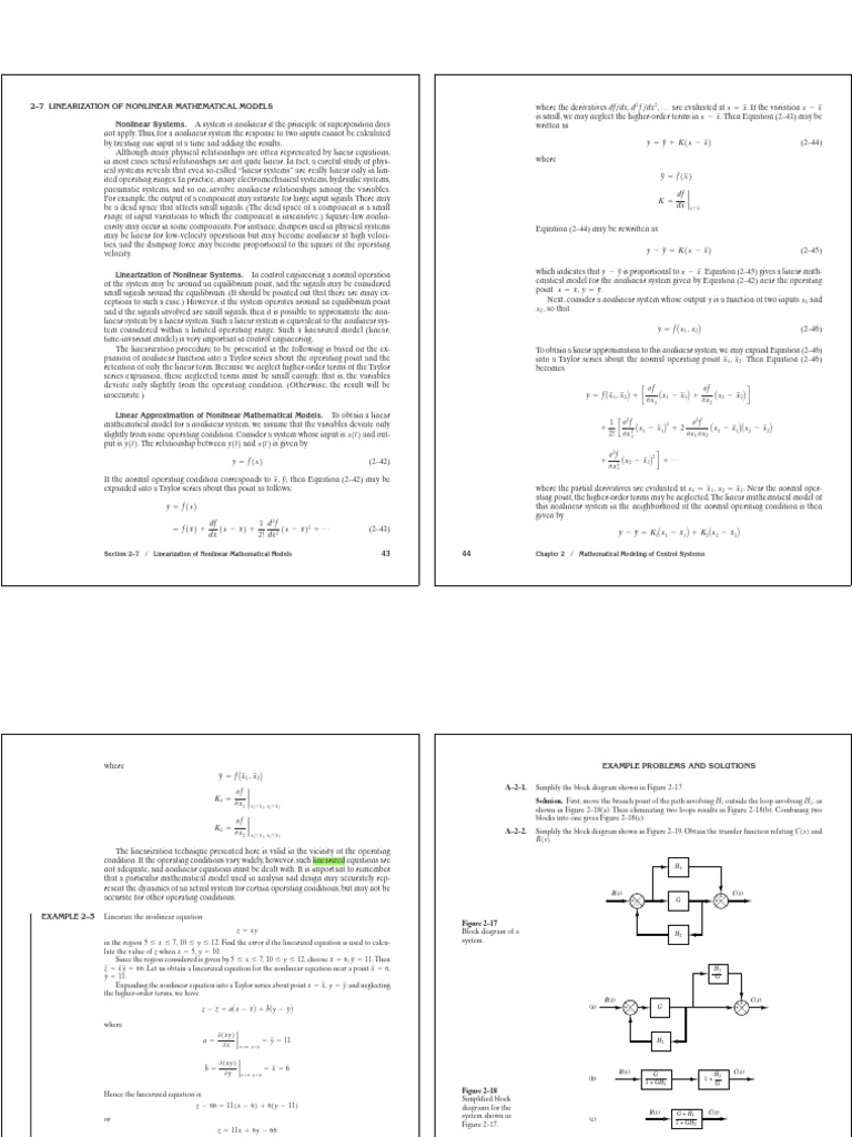 Linearisation of Non-Linear Systems | PDF | Nonlinear System | Equations