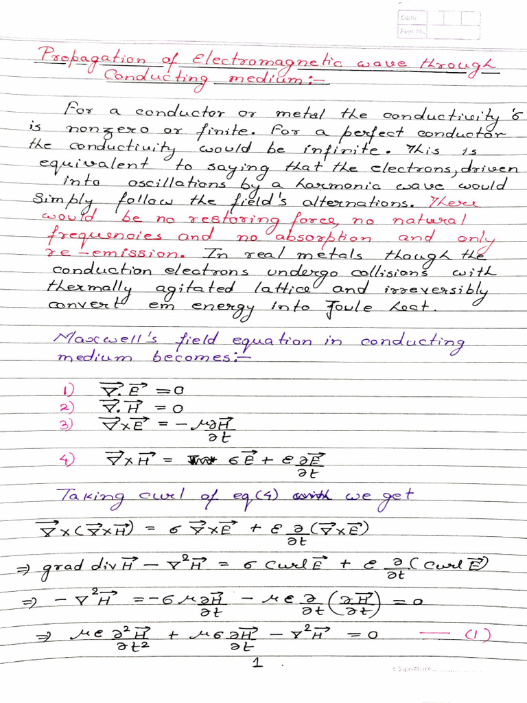 Propagation of em Wave and Skin Effect | PDF