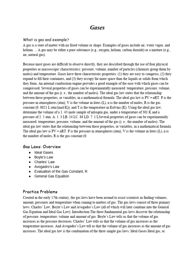 Gases Pdf Gases Temperature