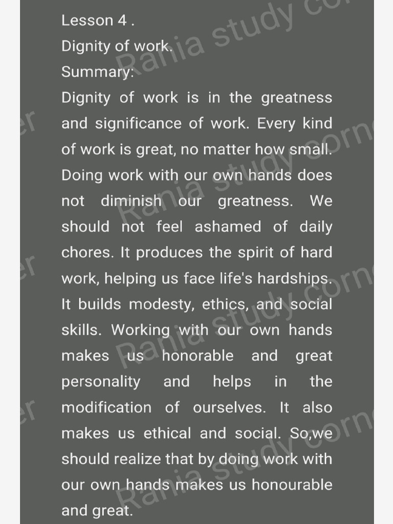 Chap 4 Dignity of Work | PDF
