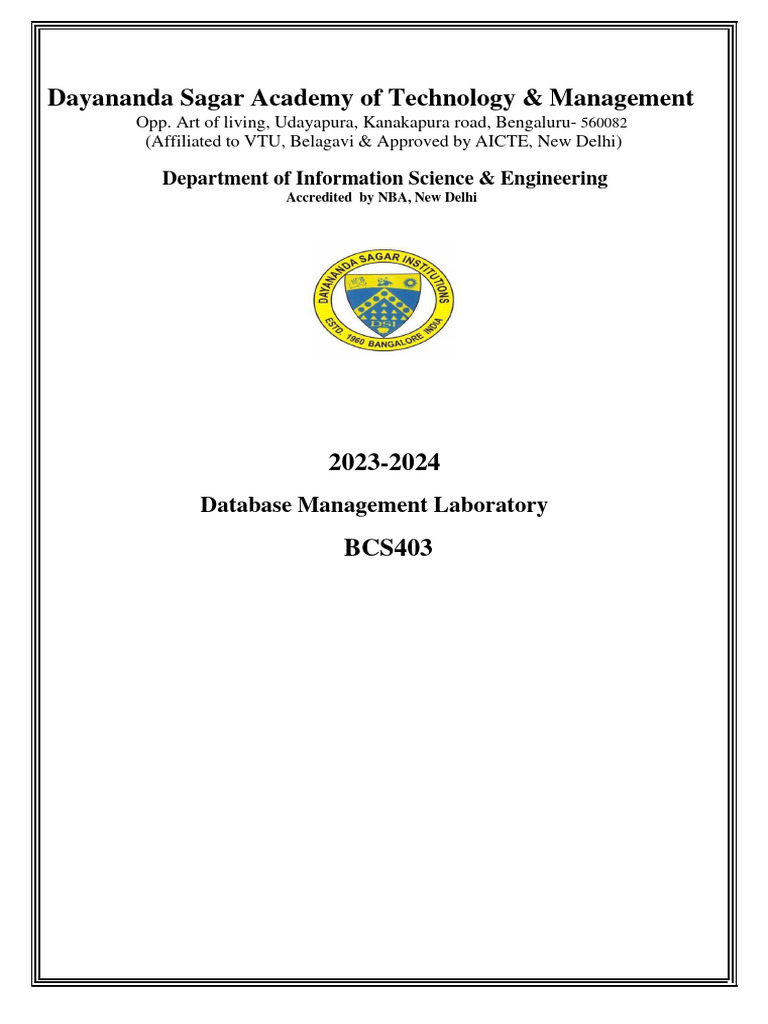 4th Sem DBMS LAB Manual | PDF | Relational Model | Relational Database