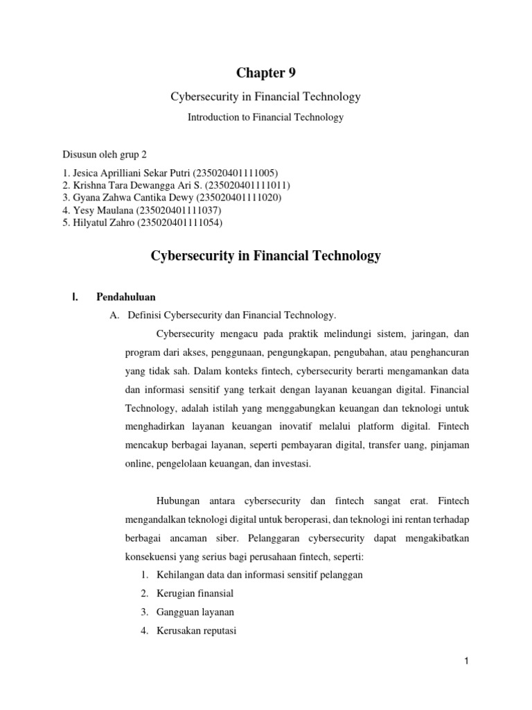 Chapter 9 - Cybersecurity in Financial Technology | PDF