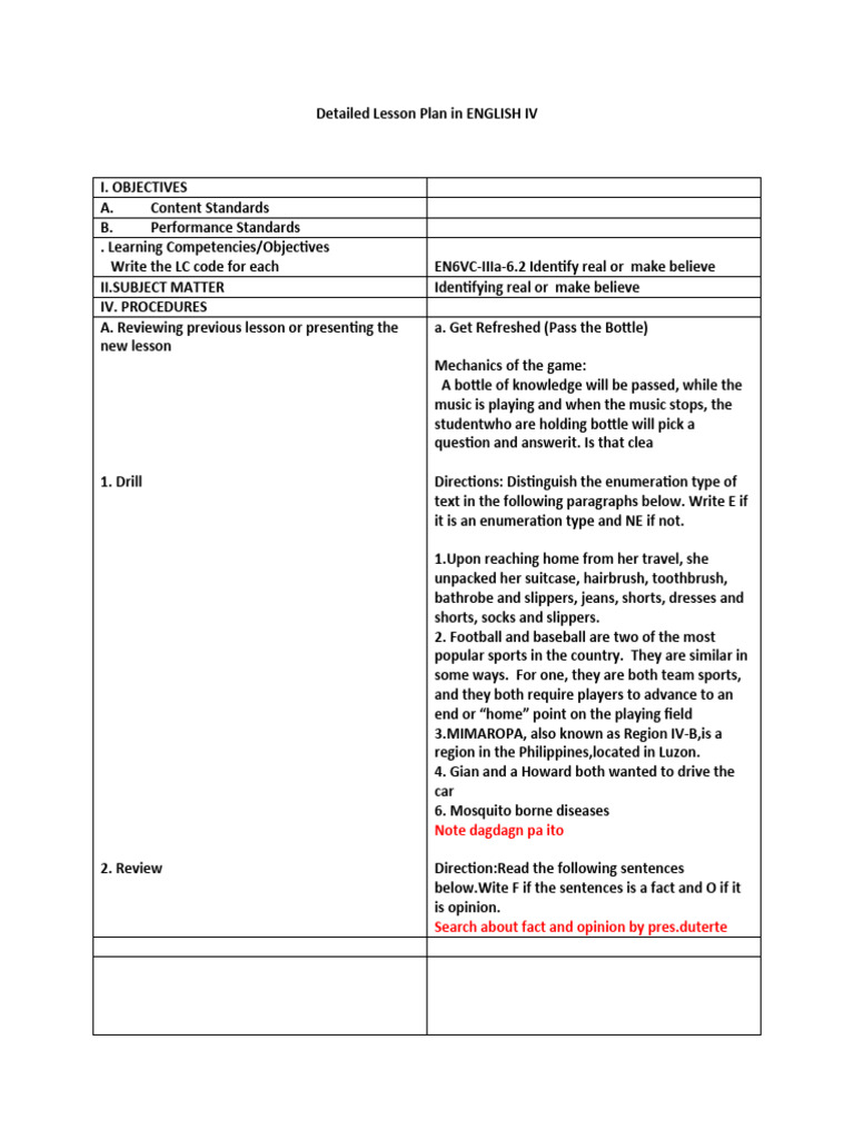 Detailed Lesson Plan in ENGLISH IV Arlyn | PDF | Cognition | Cognitive ...
