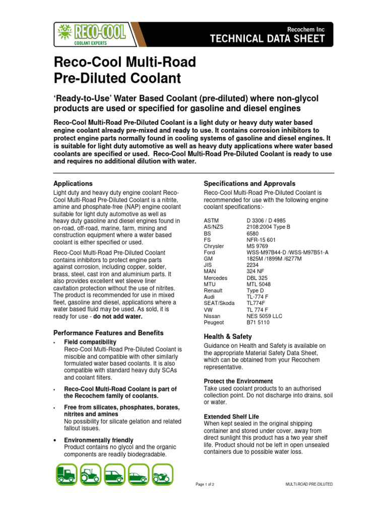 Technical Data Sheet Reco-Cool | PDF | Materials | Chemical Substances