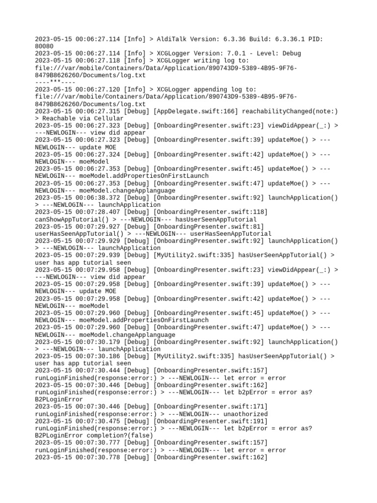 Log | PDF | Swift (Programming Language) | Cache (Computing)