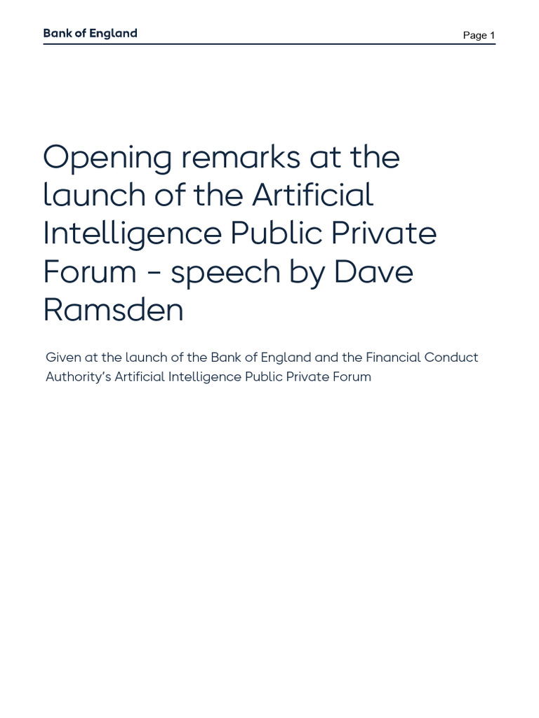 Dave Ramsden Opening Remarks For The Launch of Aippf | PDF | Artificial ...