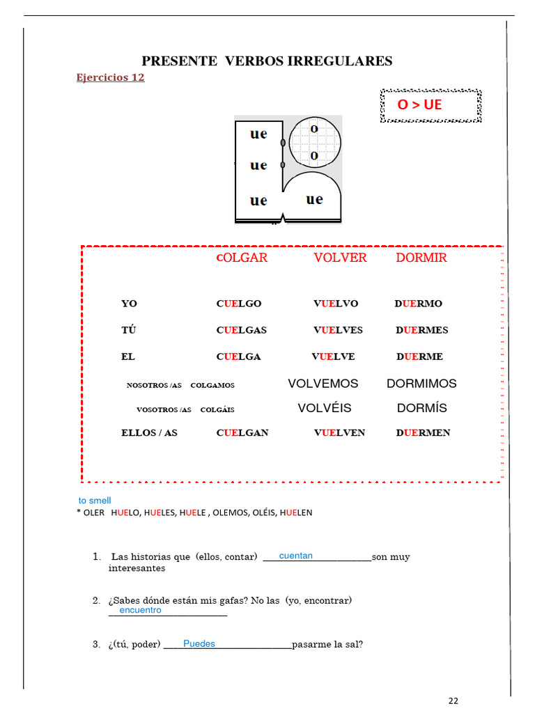 Presente-Verbos-Irregulares-O-to-UE | PDF