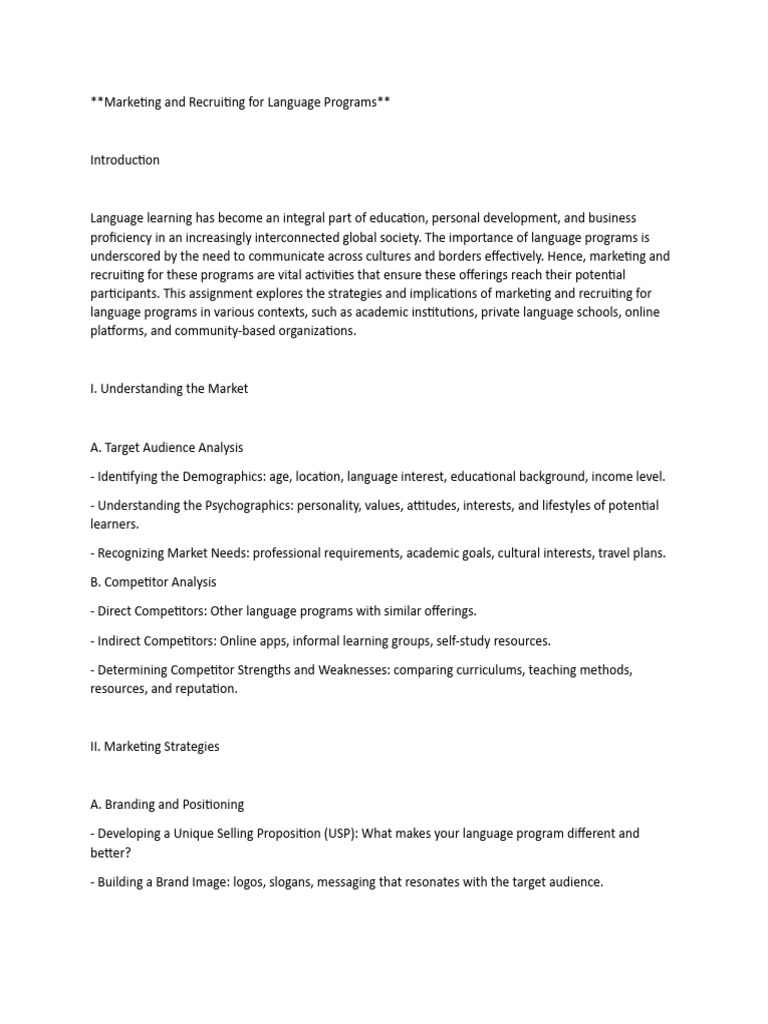 Marketing and Recruiting Language | PDF | Marketing | Target Audience