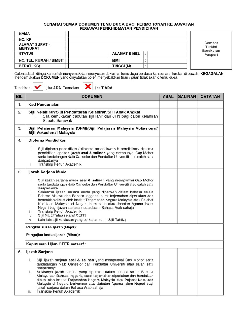 Senarai Semak SPP | PDF