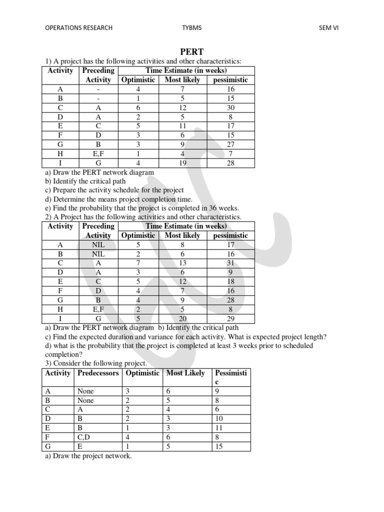 PERT - Practice Questions | PDF | Applied Mathematics | Statistical Theory