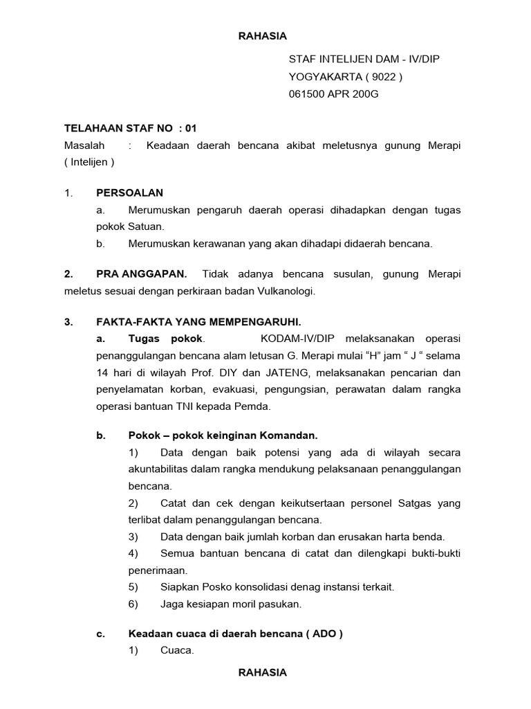 Telaahan Staf Intelijen | PDF