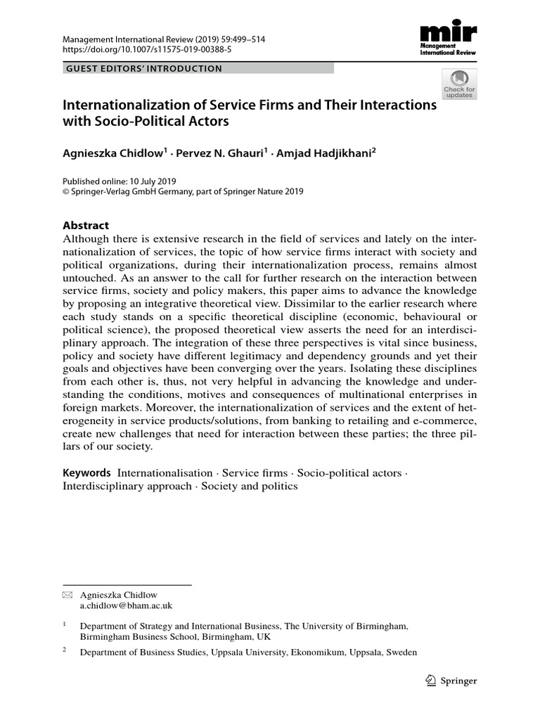 Chidlow Et Al 2019 Internationalization of Service Firms | PDF | Internationalization | Market ...